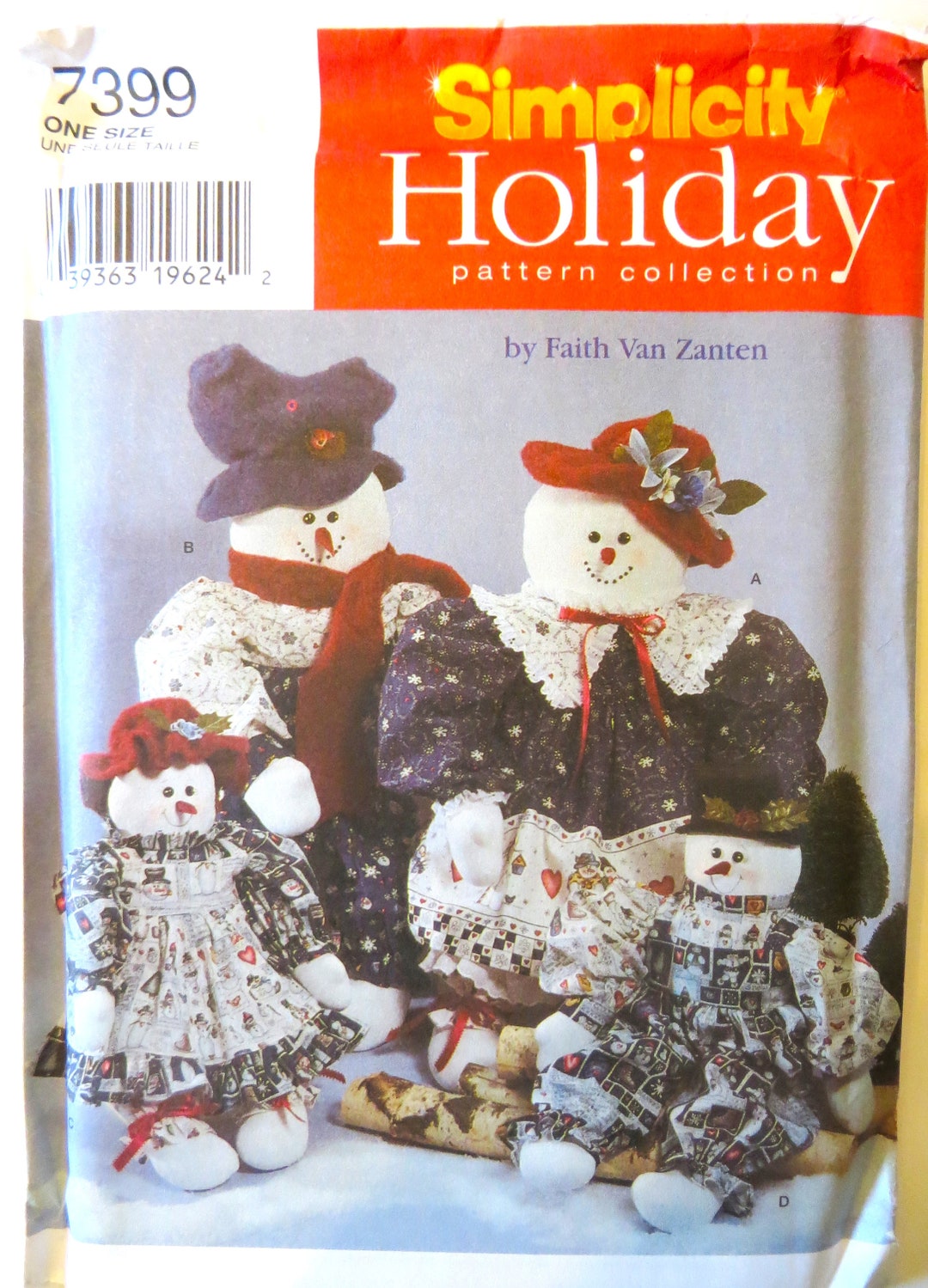 Simplicity 7399 Snowman Family and Clothes Sewing Pattern, Faith Van ...