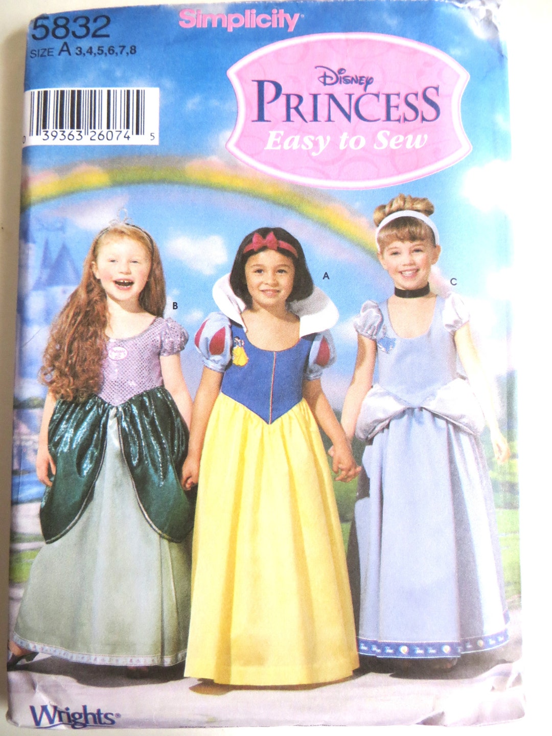 Simplicity 5832 Disney Princess Sewing Pattern, Girl's Costumes Size 3 ...