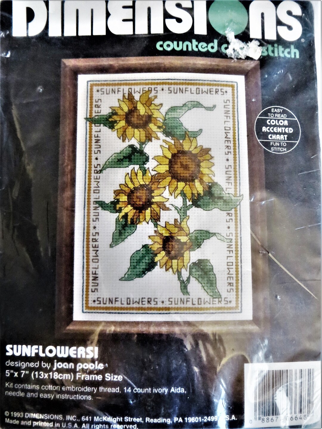 Sunflowers Counted Cross Stitch Kit, Dimensions 6648, 5 X 7 Inches ...