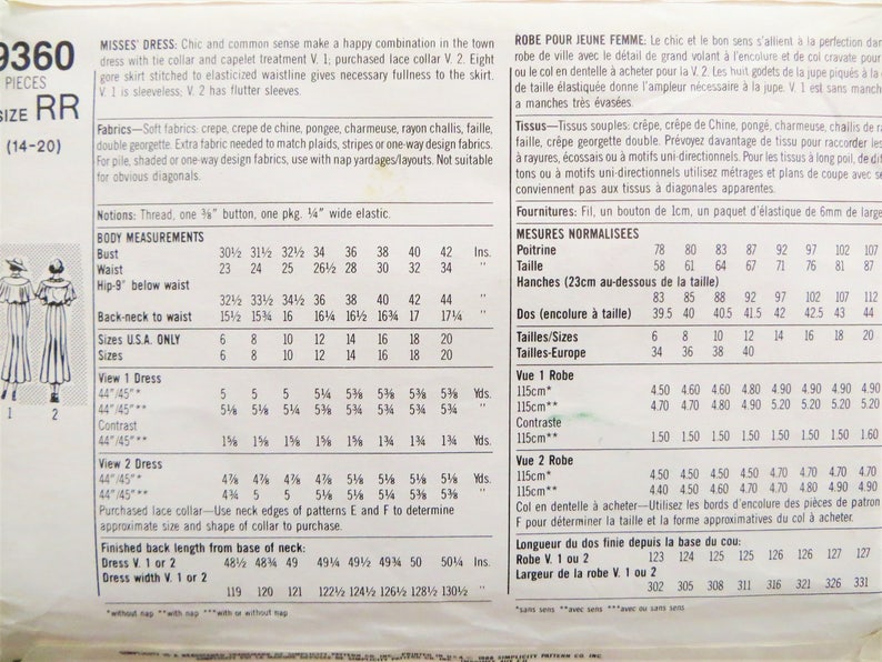 Simplicity 9360 Sewing Pattern Size 6 to 12 Reproduction 30s - Etsy
