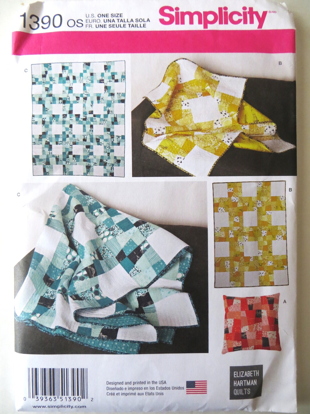 Simplicity 1390 9 Patch Quilt Pattern Wonky Nine Patch Elizabeth ...