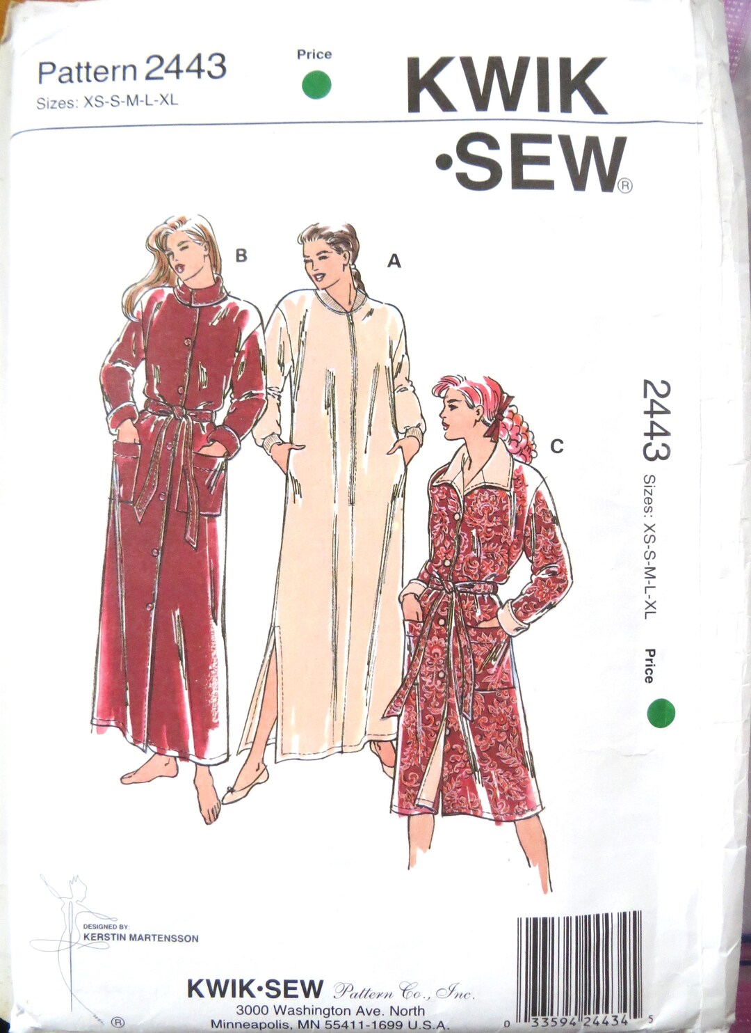 Kwik Sew 2443 Robes Sewing Pattern, for Firm Stretch Knits, Front ...