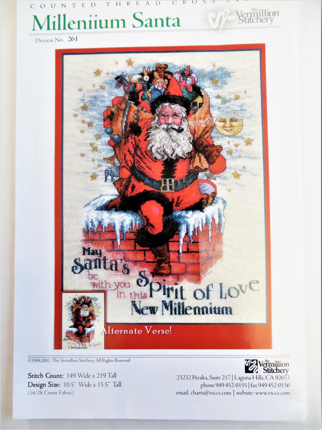 Millenium Santa Counted Cross Stitch CHART GRAPH, Vermillion Stitchery ...