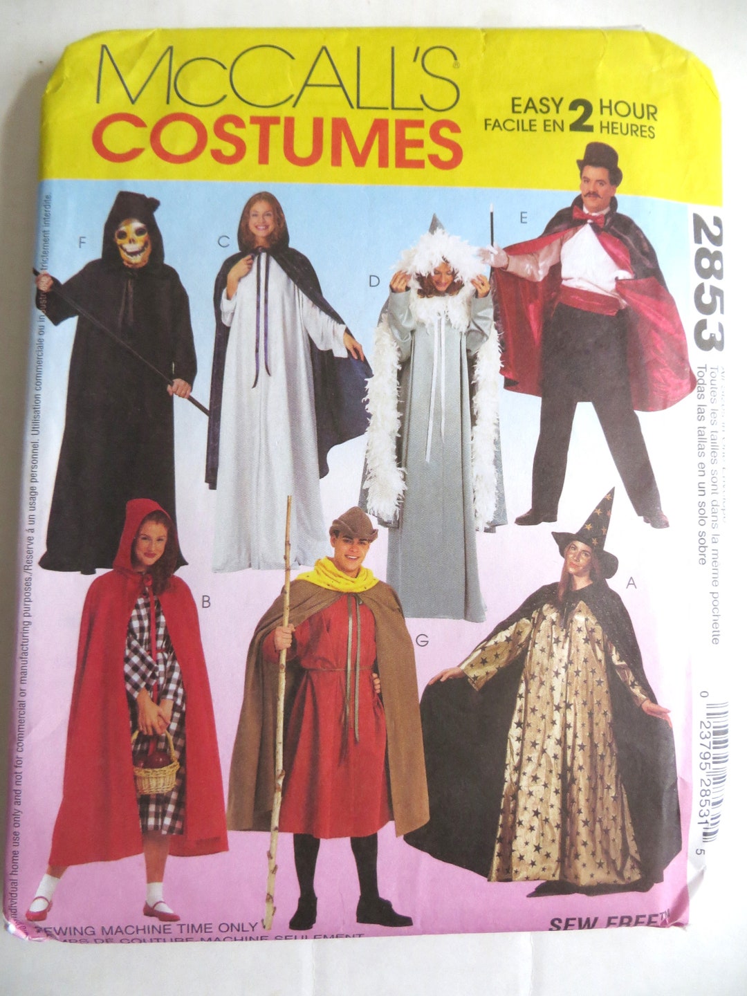 Mccall's 2853 Costumes Pattern, Easy Long Capes and Tunics, Grim Reaper ...