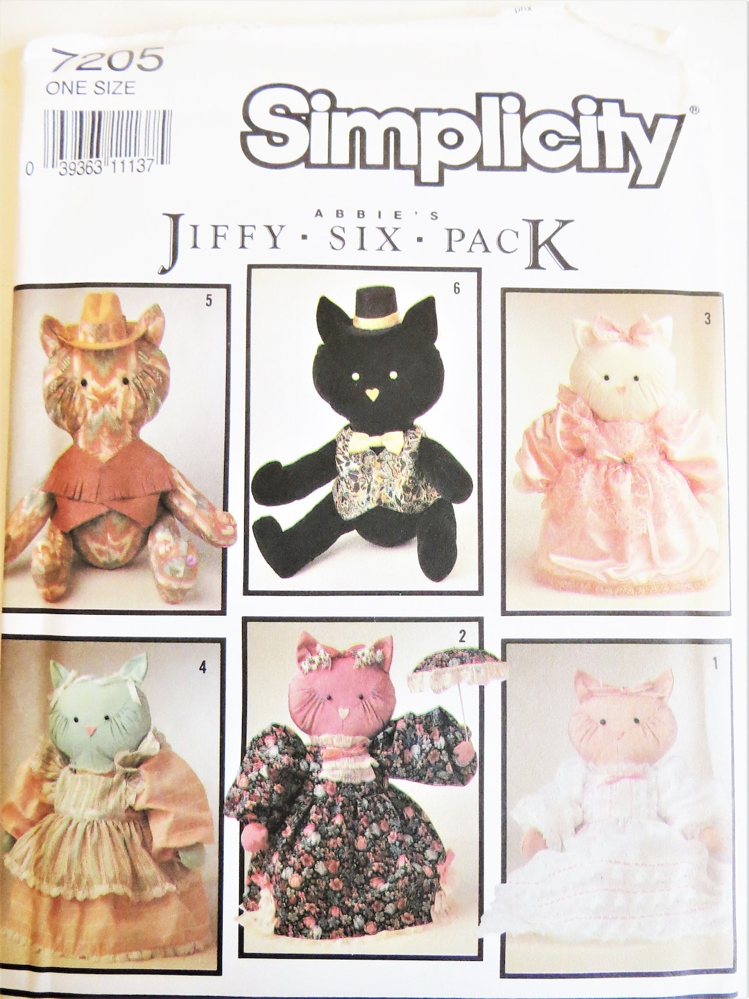 Cat Doll Pattern, Simplicity 7205, Easy 18" Jointed Kitty and Clothes ...