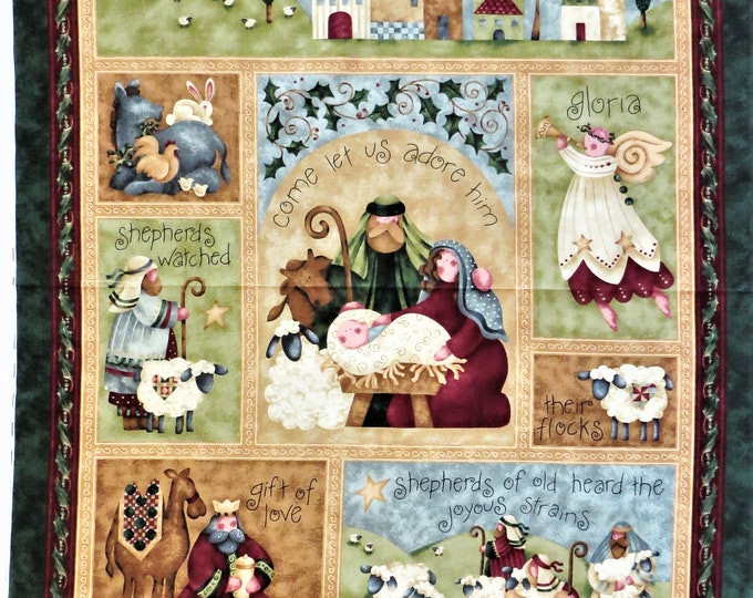 Nancy Halvorsen Star of Wonder Nativity Fabric Panel, Benartex 3700 ...