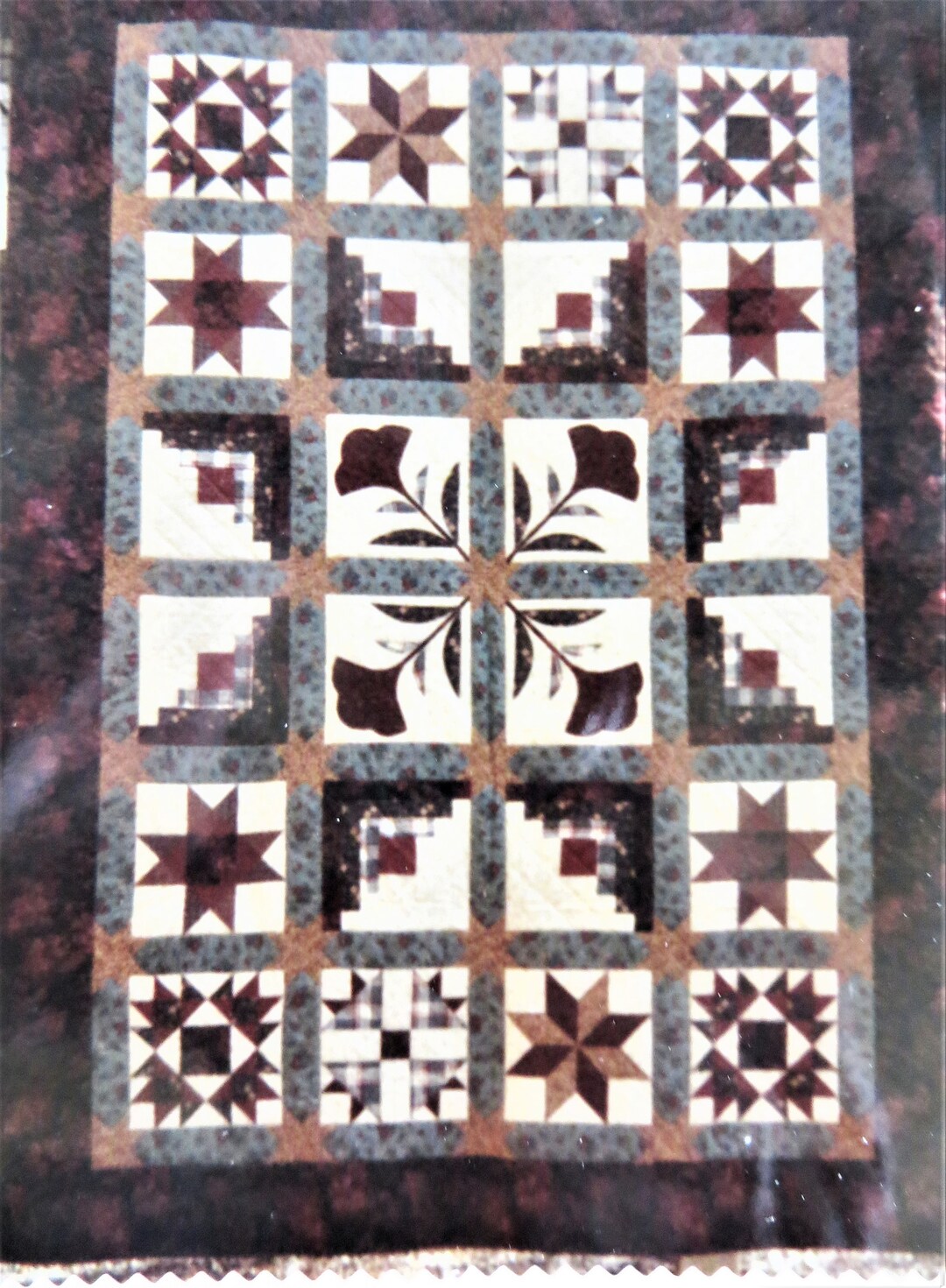 Hidden Star Sampler Quilt Pattern, 7 Patchwork and Applique Blocks ...