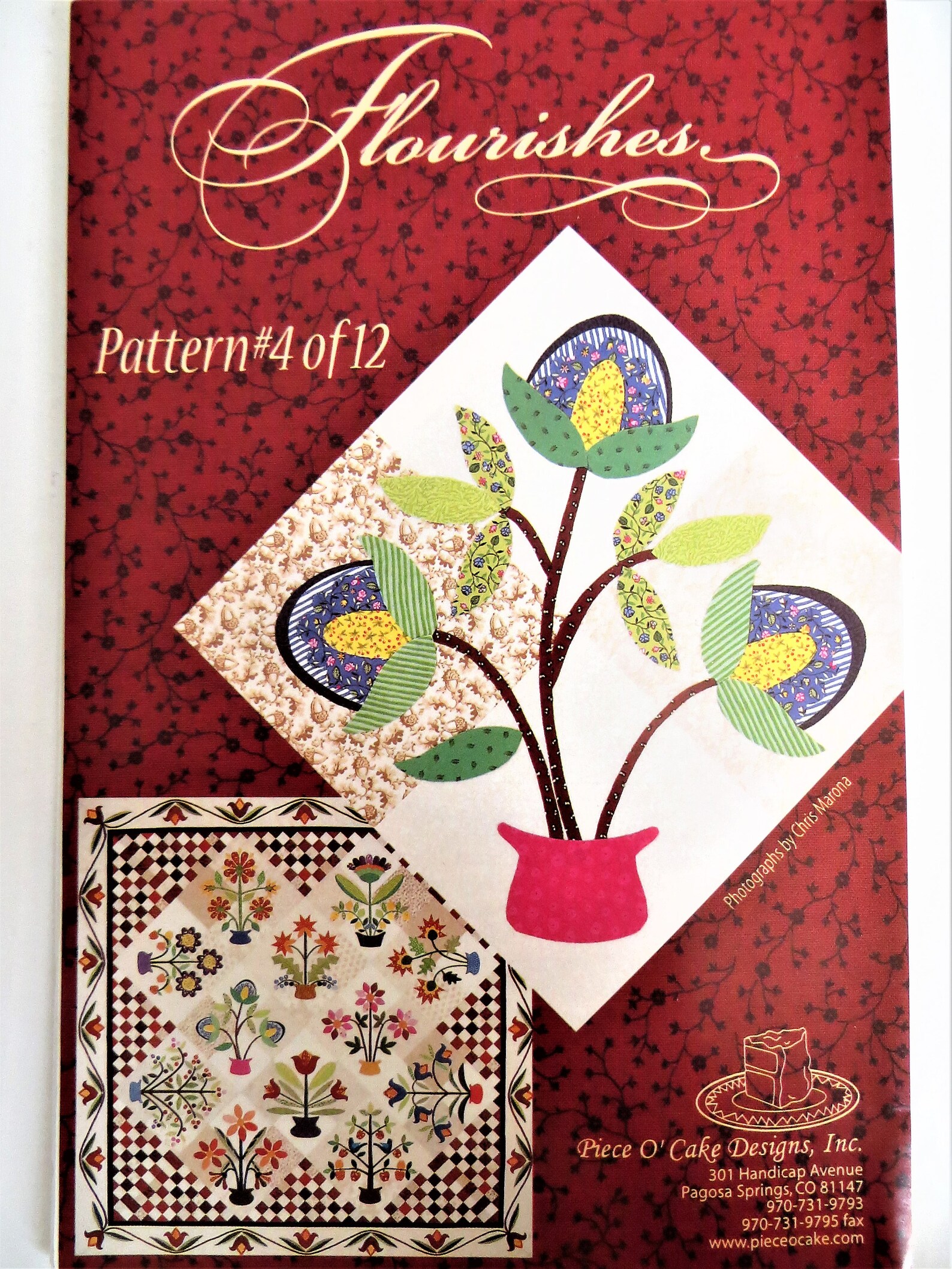 Flower Applique Quilt Block Pattern Flourishes BOM 4 Piece - Etsy