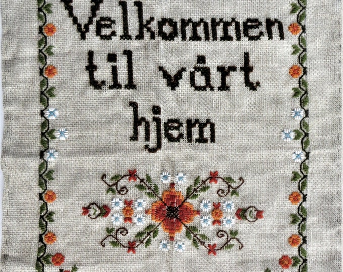Velkommen Norwegian Crewel Embroidery Completed Unframed, Use for Wall ...