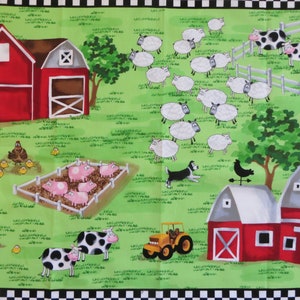 Farm Fabric Panel Timeless Treasures 5583, Quilting Cotton, Barns Cows ...