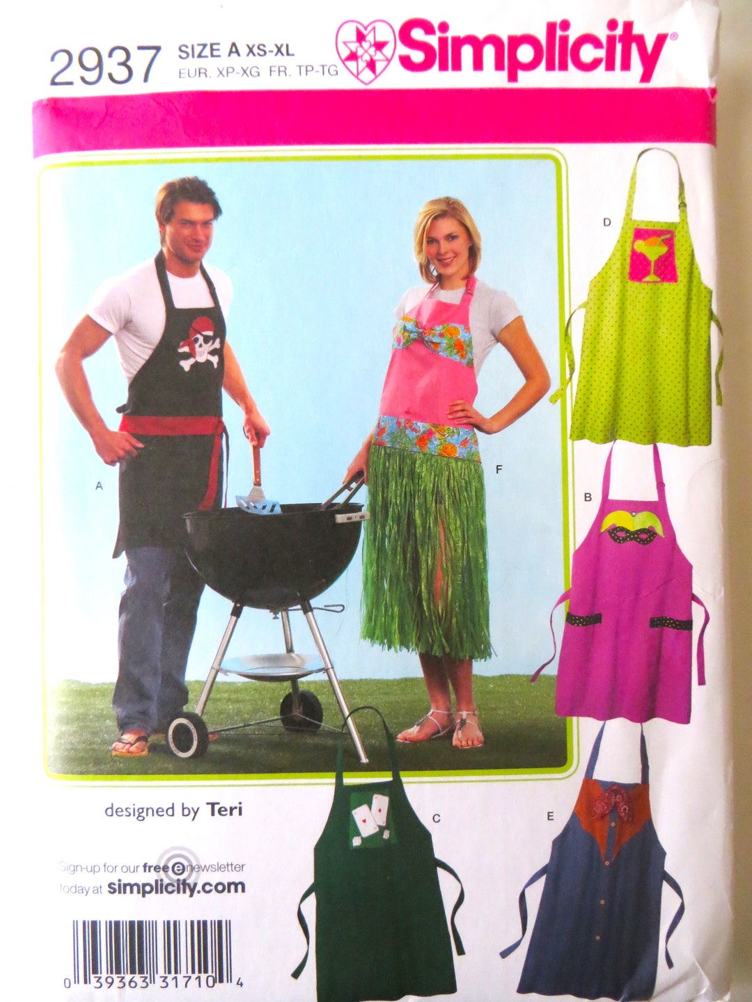 Simplicity 2937 Apron Pattern, Funny Full Aprons for Men Women Teens ...