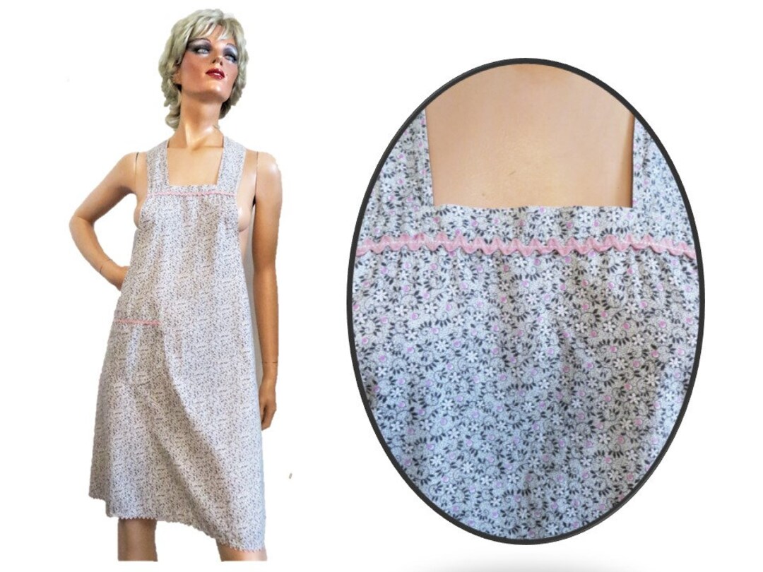 Vintage 40s 50s Full Granny Apron Handmade, Tiny Flowers Print Cotton ...