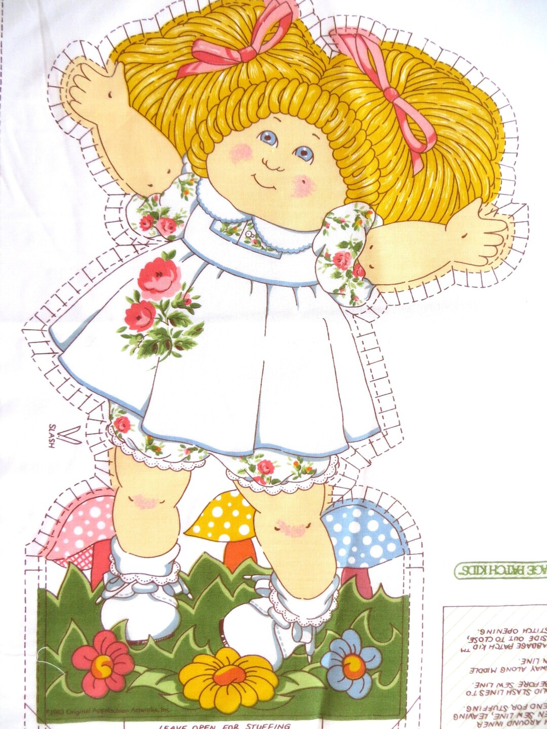 Vintage 80s Cabbage Patch Fabric Panel to Cut Sew Stuff a DIY Pillow ...