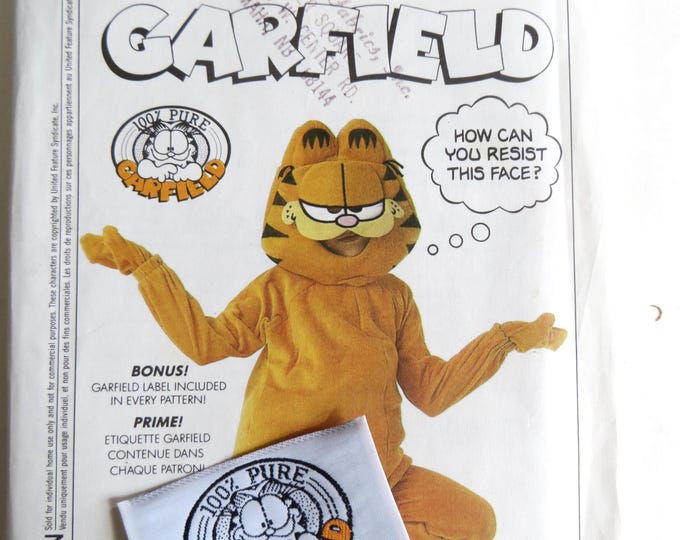 Garfield the Cat Costume Pattern, Includes Bonus Garfield Label ...