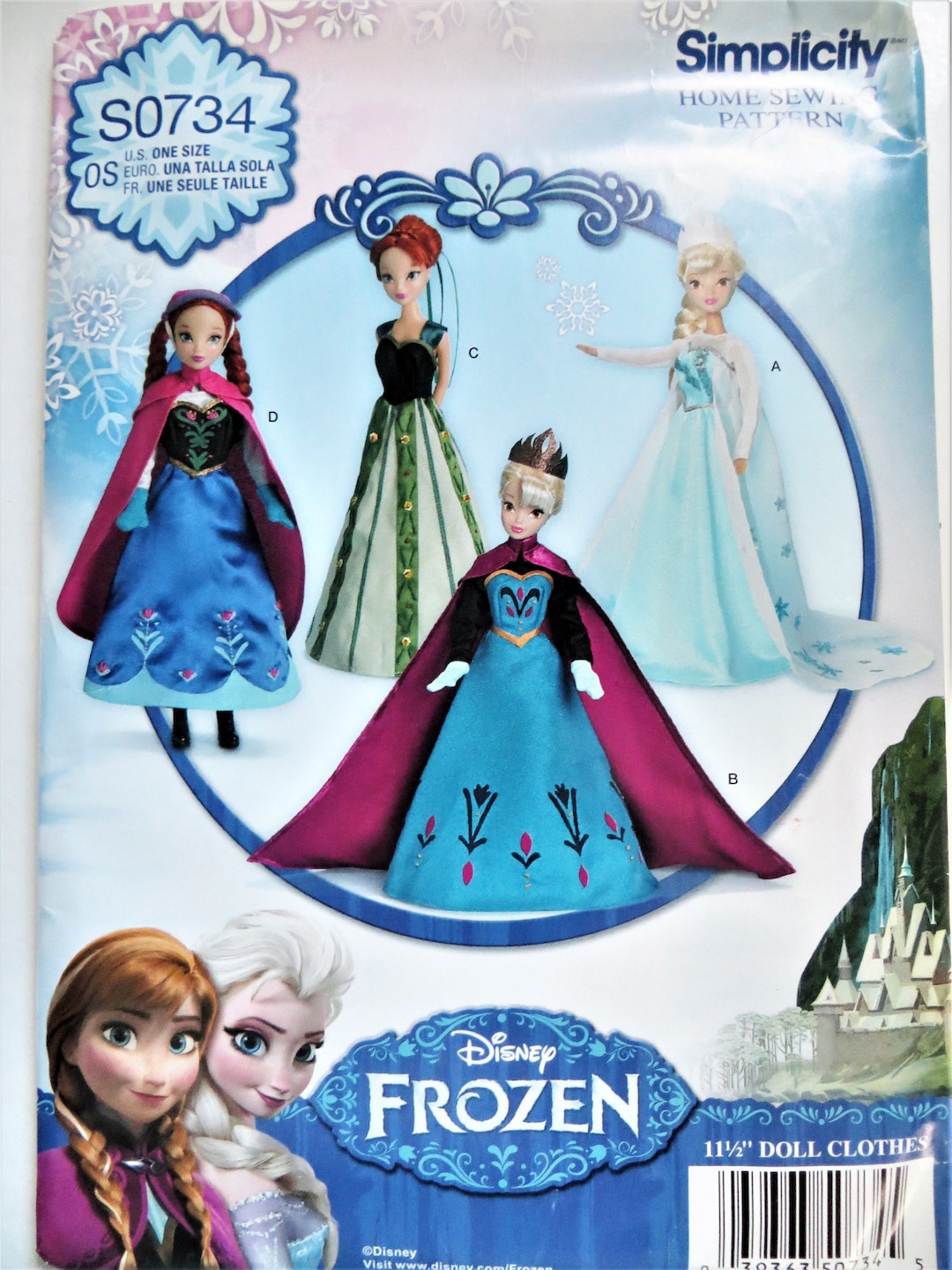 Disney Frozen Doll Clothes Pattern, Simplicity S0734, for 11 1/2 Inch ...