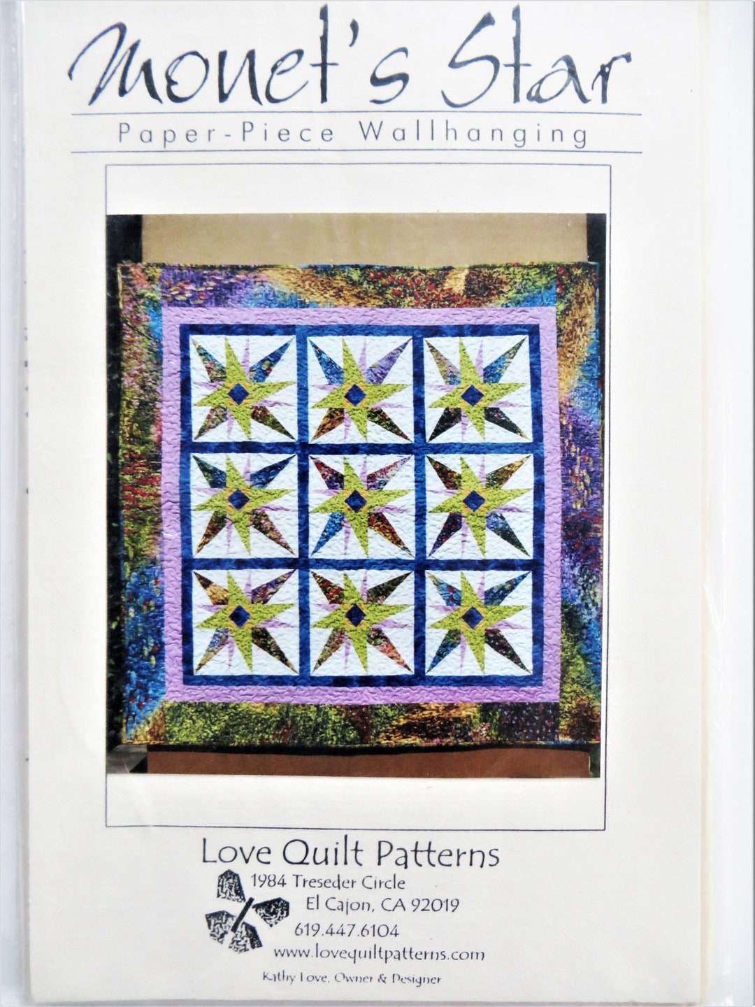 Monet's Star Quilt Pattern, Paper Piece Wallhanging Pattern, Love Quilt ...