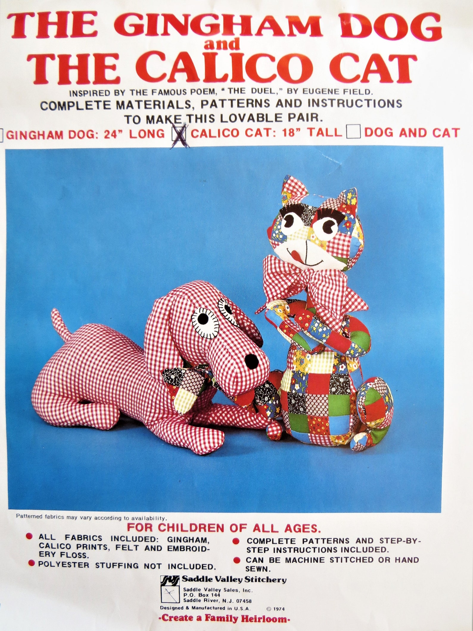 Calico Cat Soft Doll Kit Vintage DIY Patchwork Stuffed Cat - Etsy