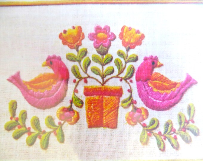 Birds and Blossoms Crewel Embroidery Kit, Vintage 70s Avon Creative ...