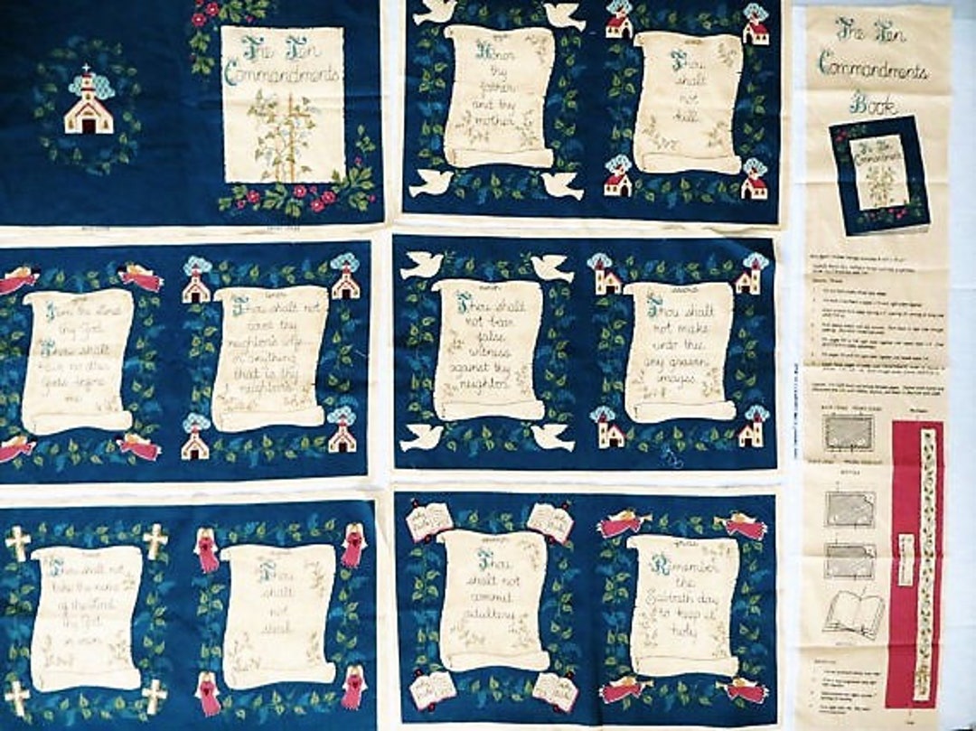 Ten Commandments Fabric Panel, to Sew a Child's Soft Book, or Use as ...