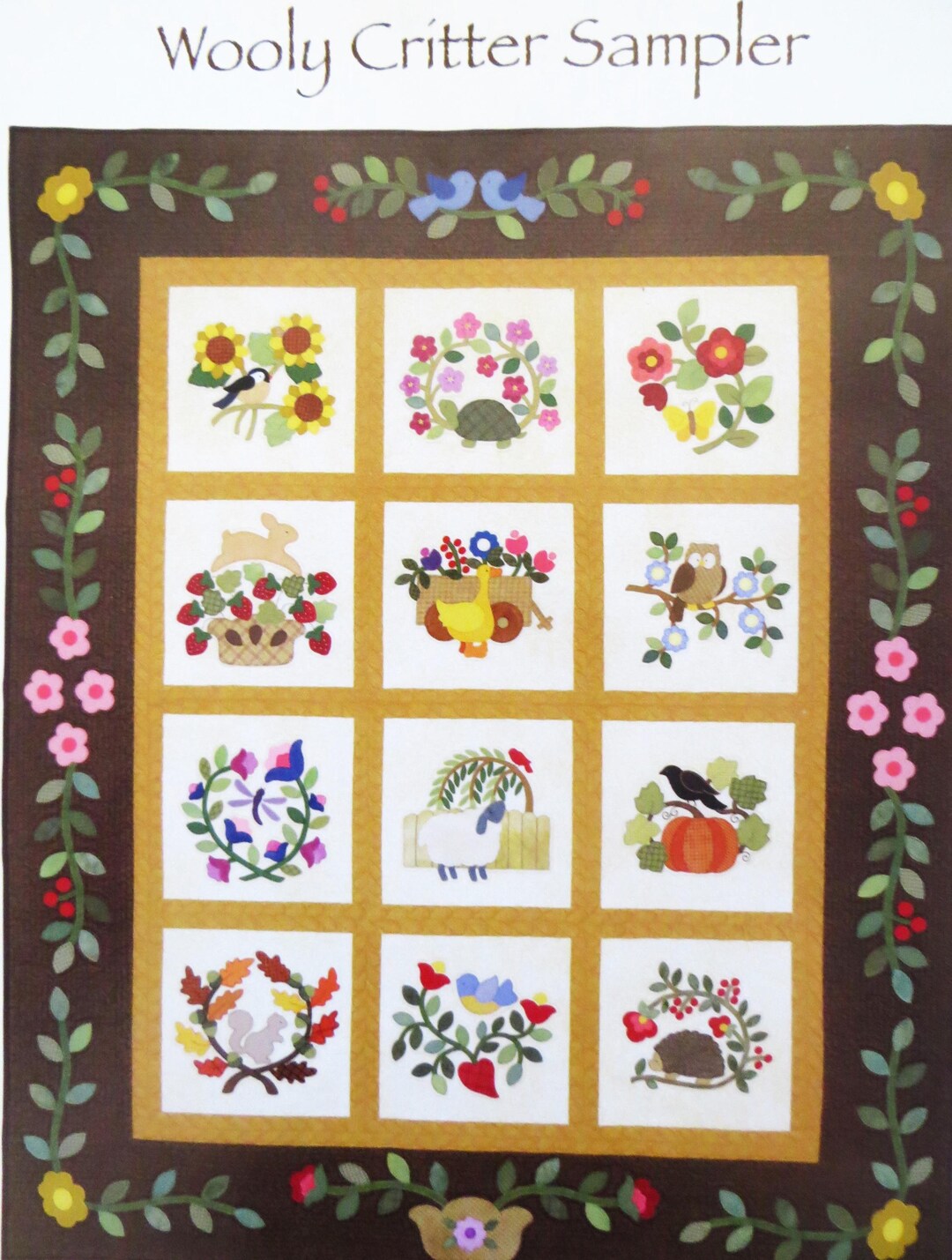 Wooly Critter Sampler Quilt Pattern, Brandywine Design, 12 Applique ...