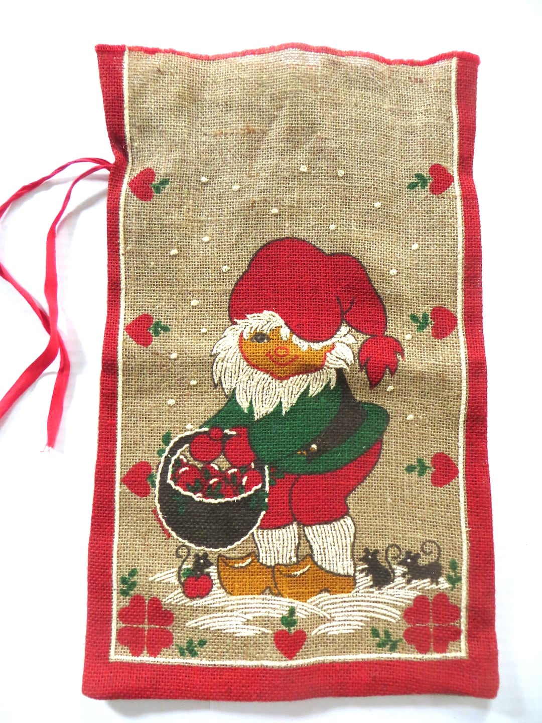 Swedish Elf Tomte Jute Bag Wall Hanging, Christmas Nisse Burlap Bag ...