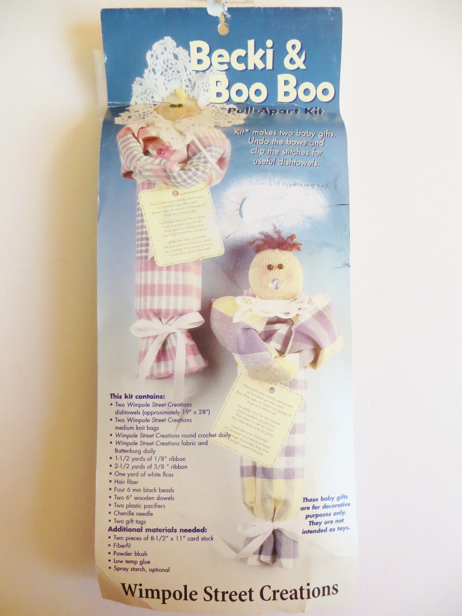 Dishtowel Baby Rag Doll Kit Becki & Boo Boo Pullapart Kit - Etsy