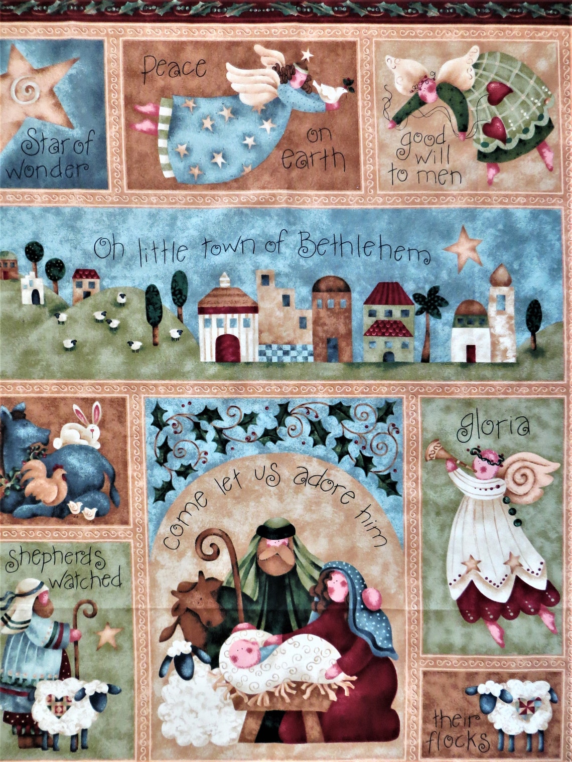 Nancy Halvorsen Star of Wonder Nativity Fabric Panel Benartex - Etsy