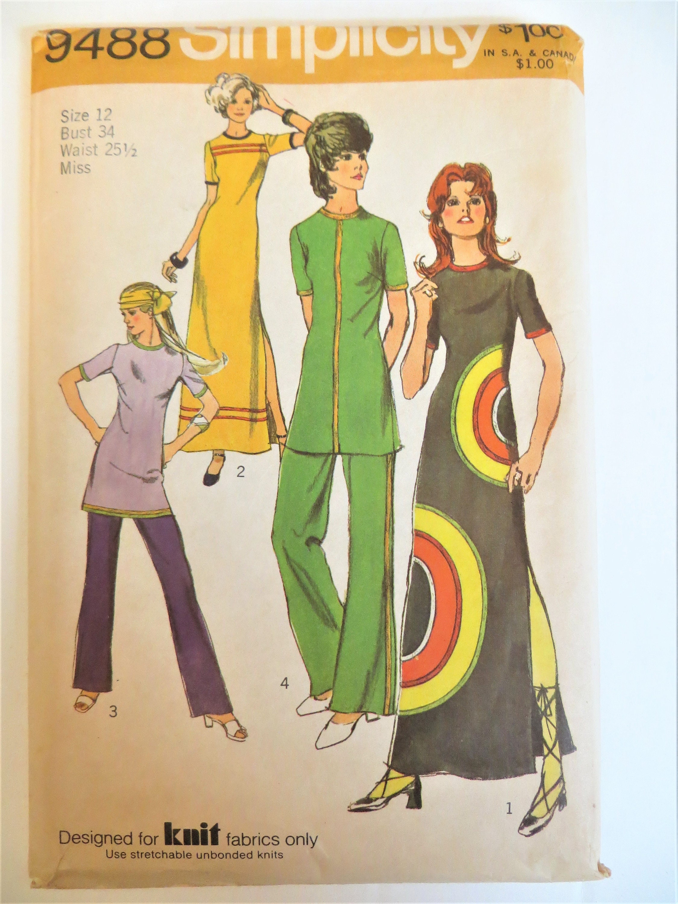 Kits & How To Skirt Pants Top Simplicity 6612 Vintage 70s Sewing ...