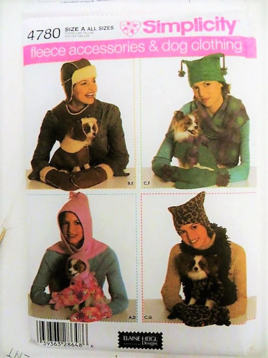 Simplicity 4780, Dog and Misses Winter Accessorie Sewing Pattern, Dog ...