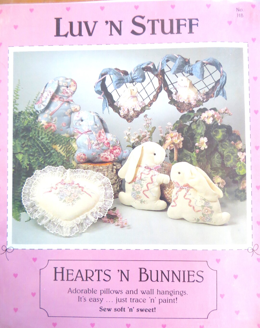 Hearts N Bunnies Pattern for Soft Stuffed 10" and 12" Rabbits and 15 X ...