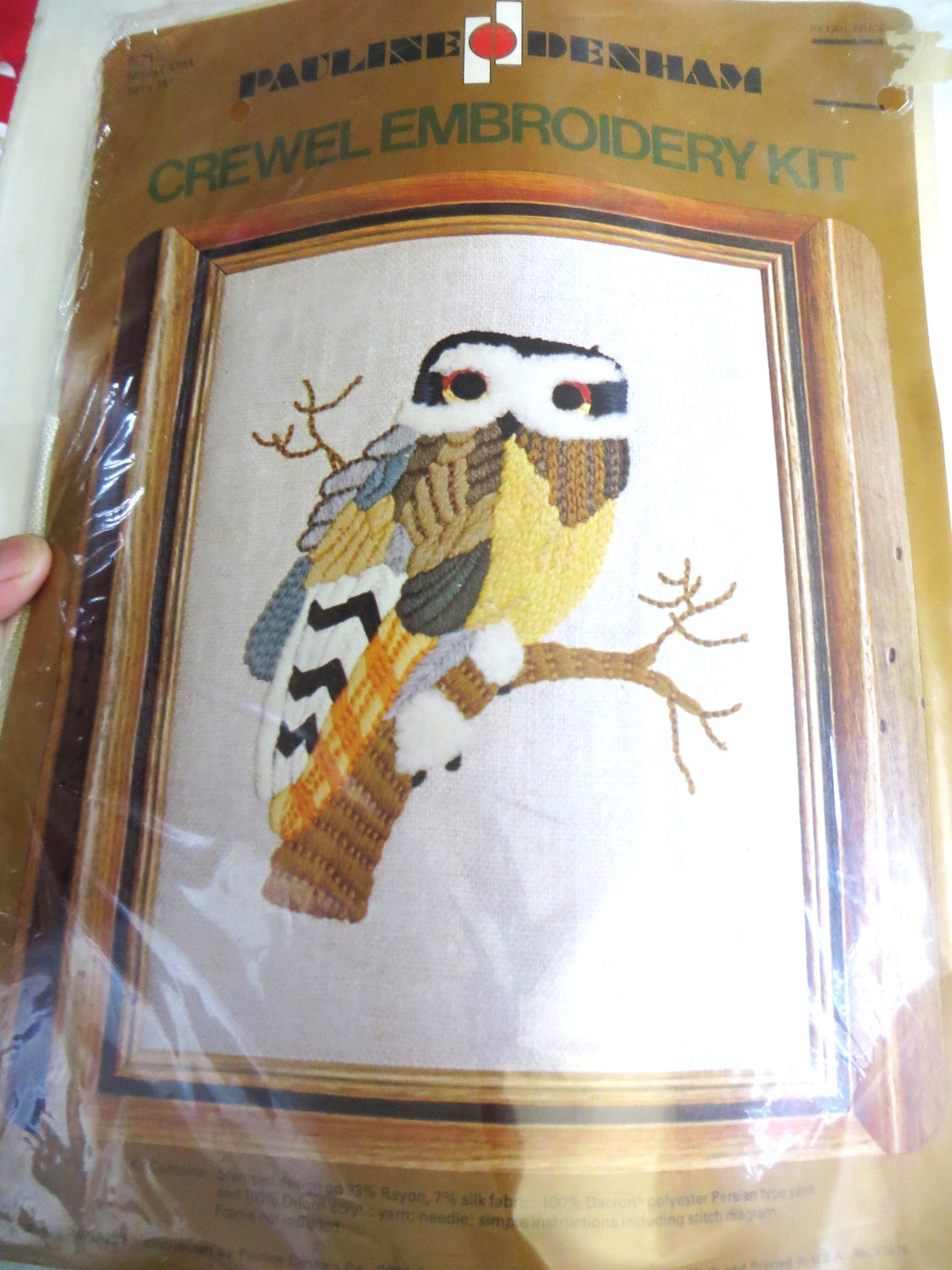 Night Owl Crewel Embroidery Kit, Pauline Denham 6021, Size 10 X 13 ...