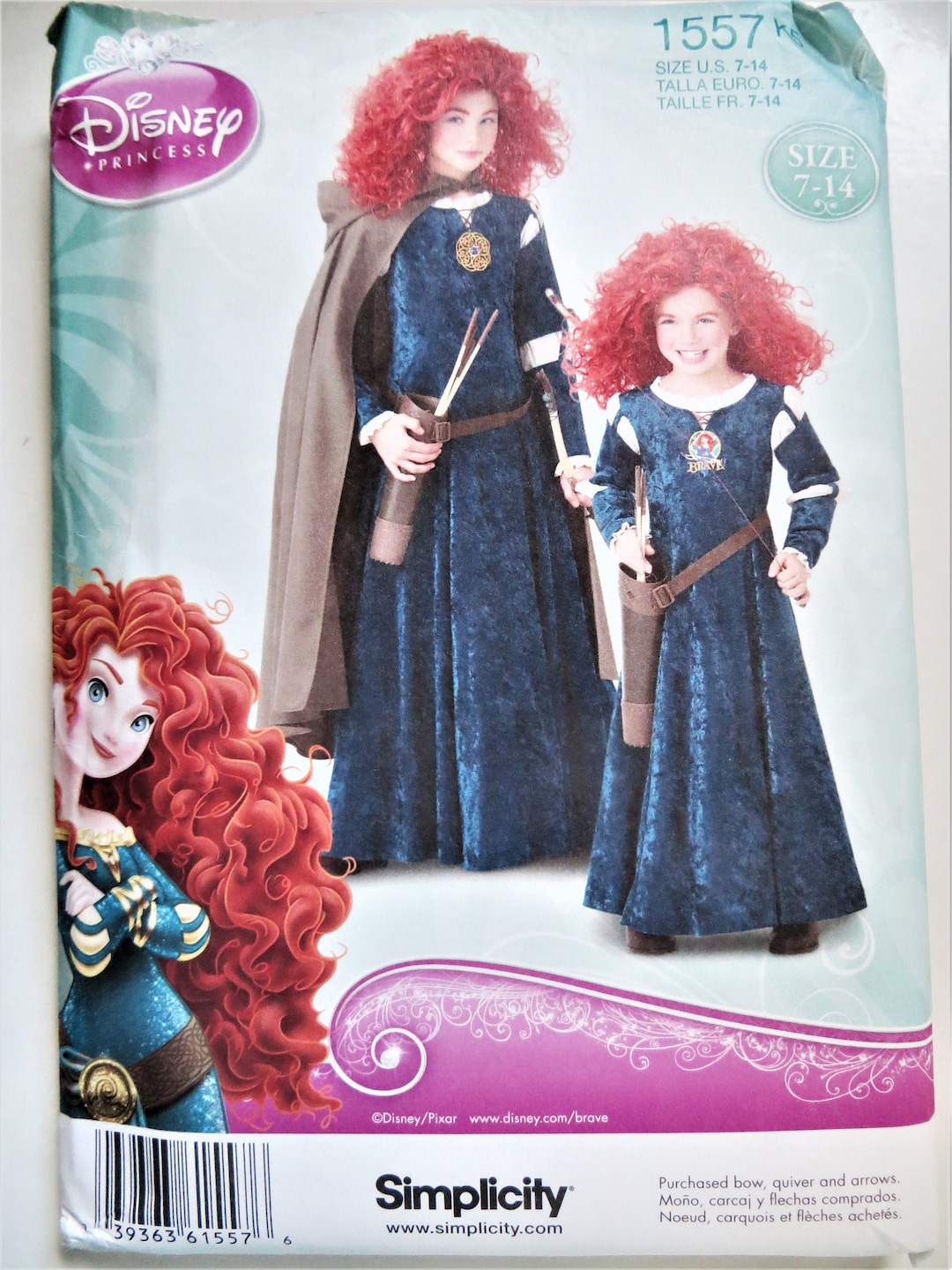 Disney Princess Merida Brave Sewing Pattern Simplicity 1557, Size 7 14 ...