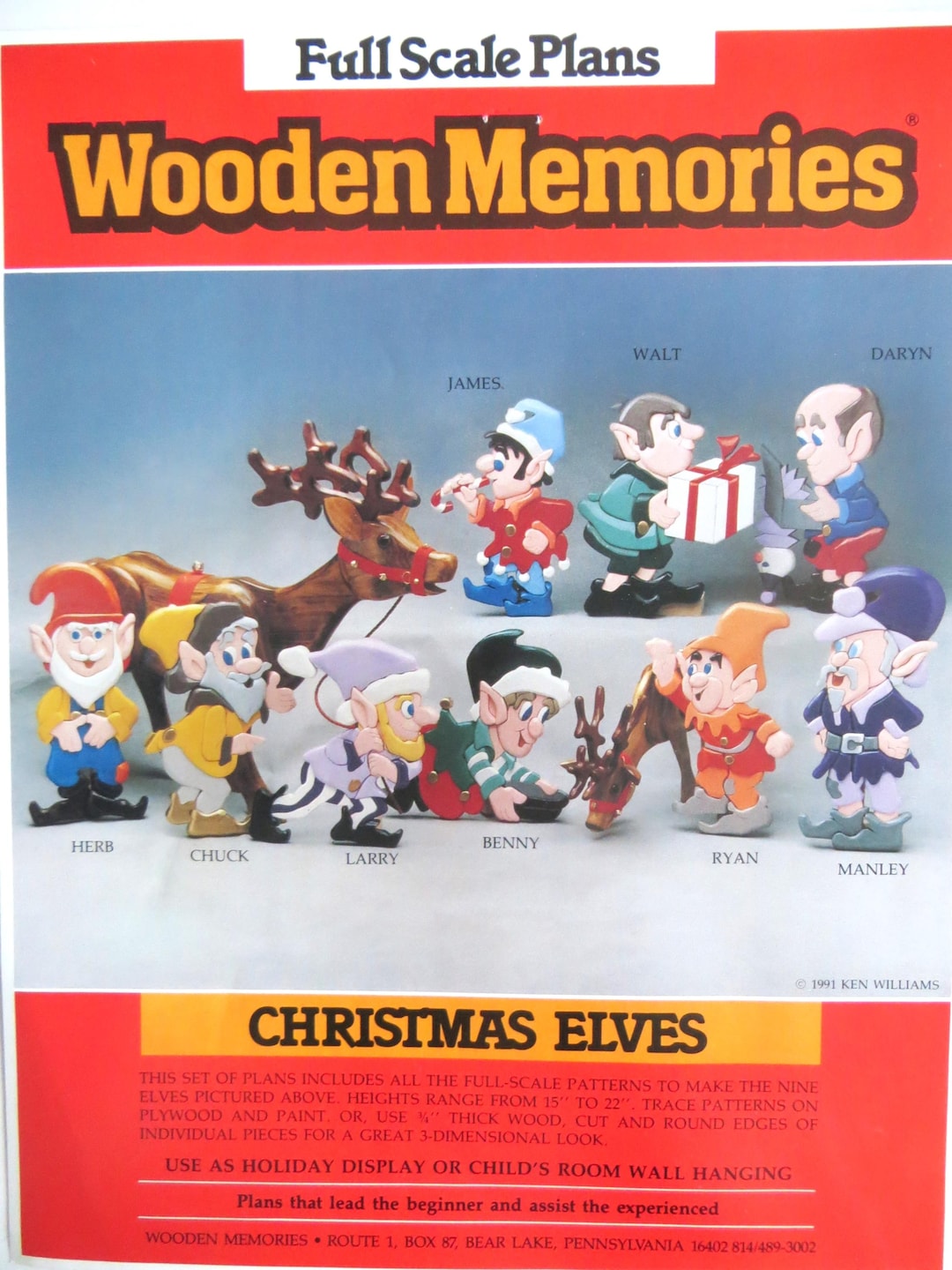 Wooden Memories Pattern Christmas Elves, Vintage Full Scale Woodworking ...