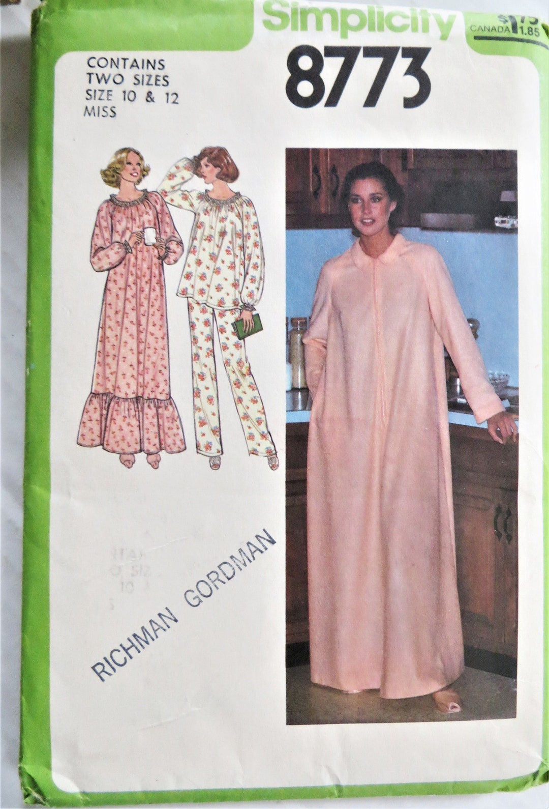 Simplicity 8773 Pajamas Nightgown Robe Pattern Vintage 70s - Etsy