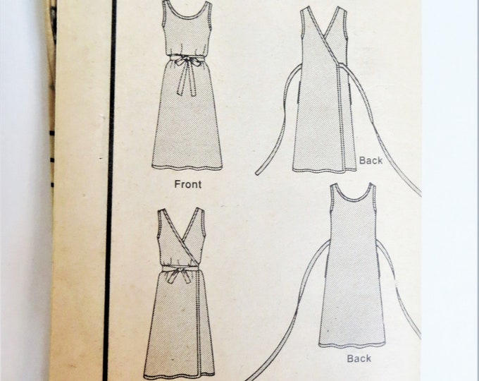 Butterick 5299 Wrap Dress Pattern, Sleeveless Front or Back Wrap Dress, See & Sew, Size 8 10 12 ...