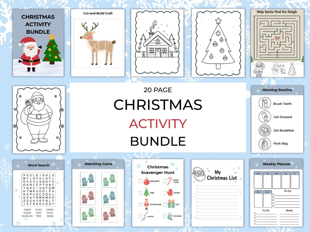 Christmas Kids Activity Bundle (20 Pages) - Etsy