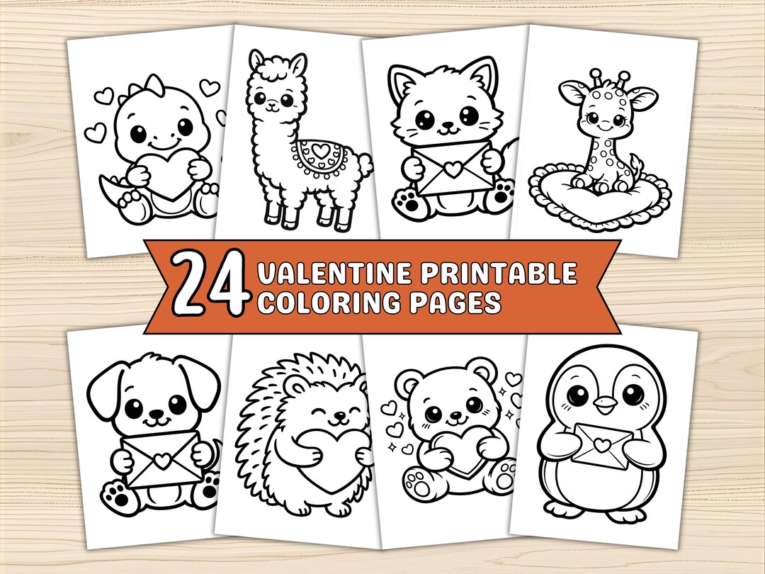 Valentine’s Day Animal Coloring Pages Printable for Kids & Preschool - Etsy