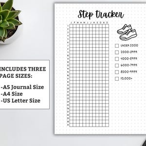 Step Tracker Printable | Year in Pixels Step Log | Daily Steps Count ...