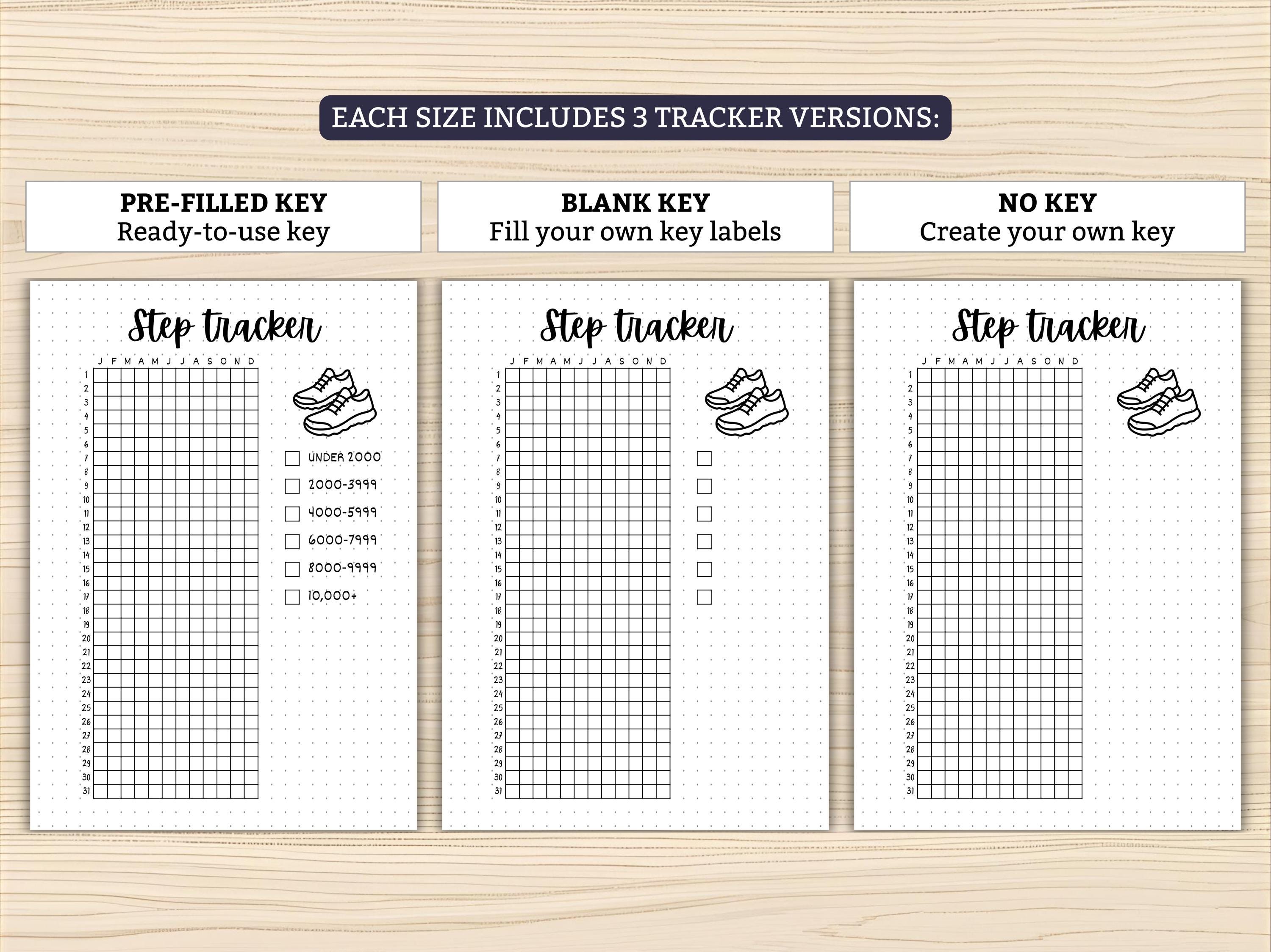 Step Tracker Printable | Year in Pixels Step Log | Daily Steps Count ...