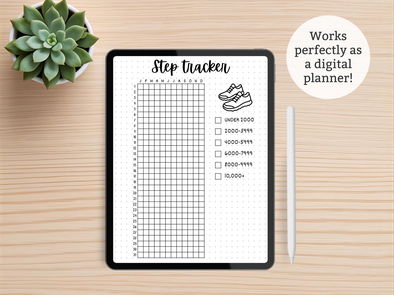 Step Tracker Printable | Year in Pixels Step Log | Daily Steps Count ...