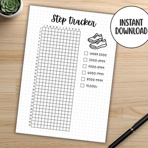 Step Tracker Printable | Year in Pixels Step Log | Daily Steps Count ...