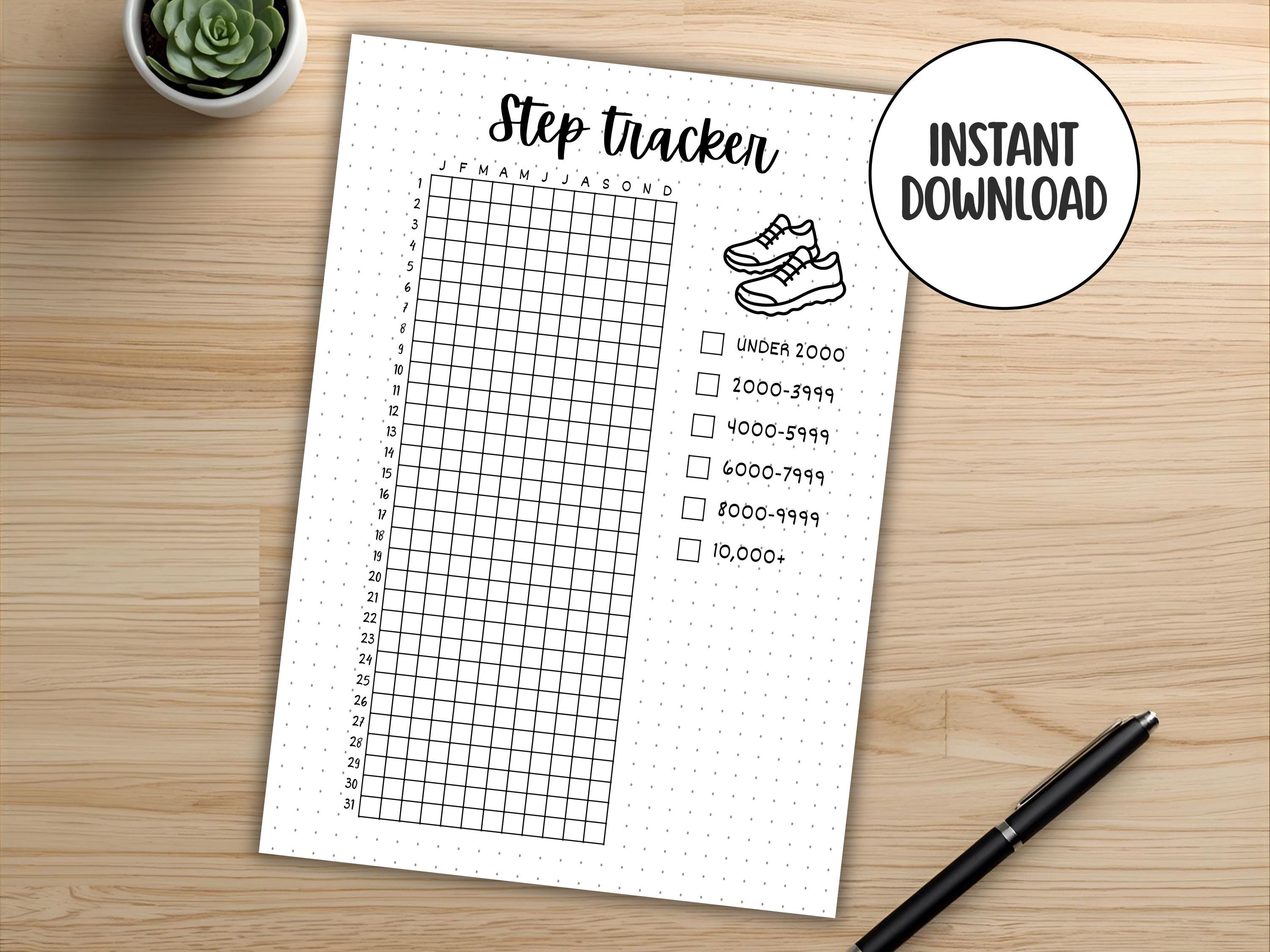 Step Tracker Printable | Year in Pixels Step Log | Daily Steps Count ...