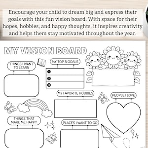 Kids Vision Board Printable | 2026 Goal Setting, Growth Mindset ...