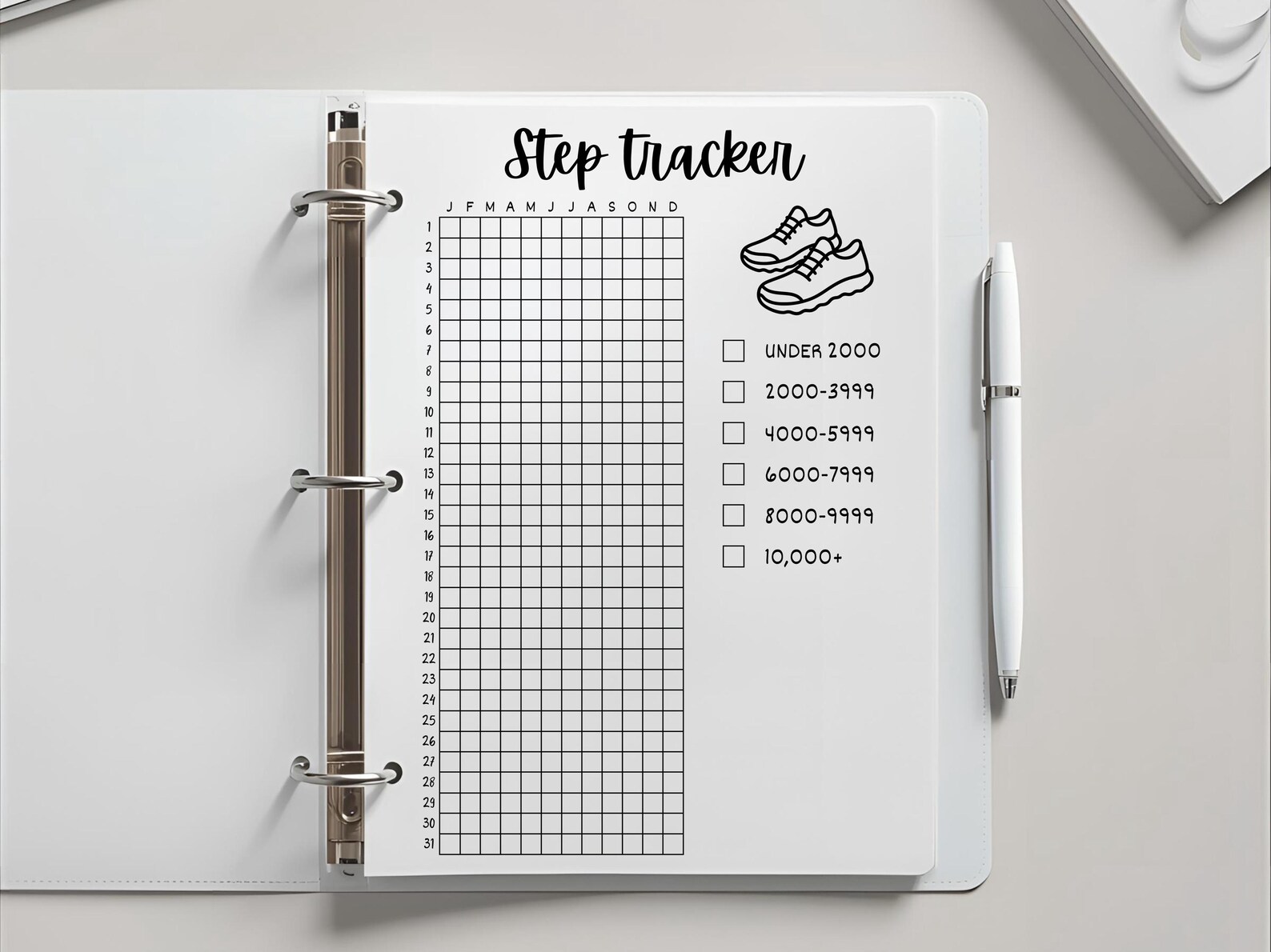 Step Tracker Printable | Year in Pixels Step Log | Daily Steps Count ...