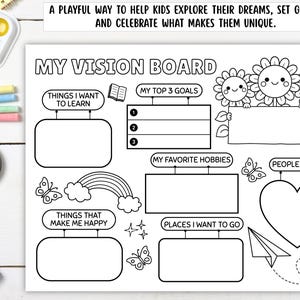 Kids Vision Board Printable | 2026 Goal Setting, Growth Mindset ...