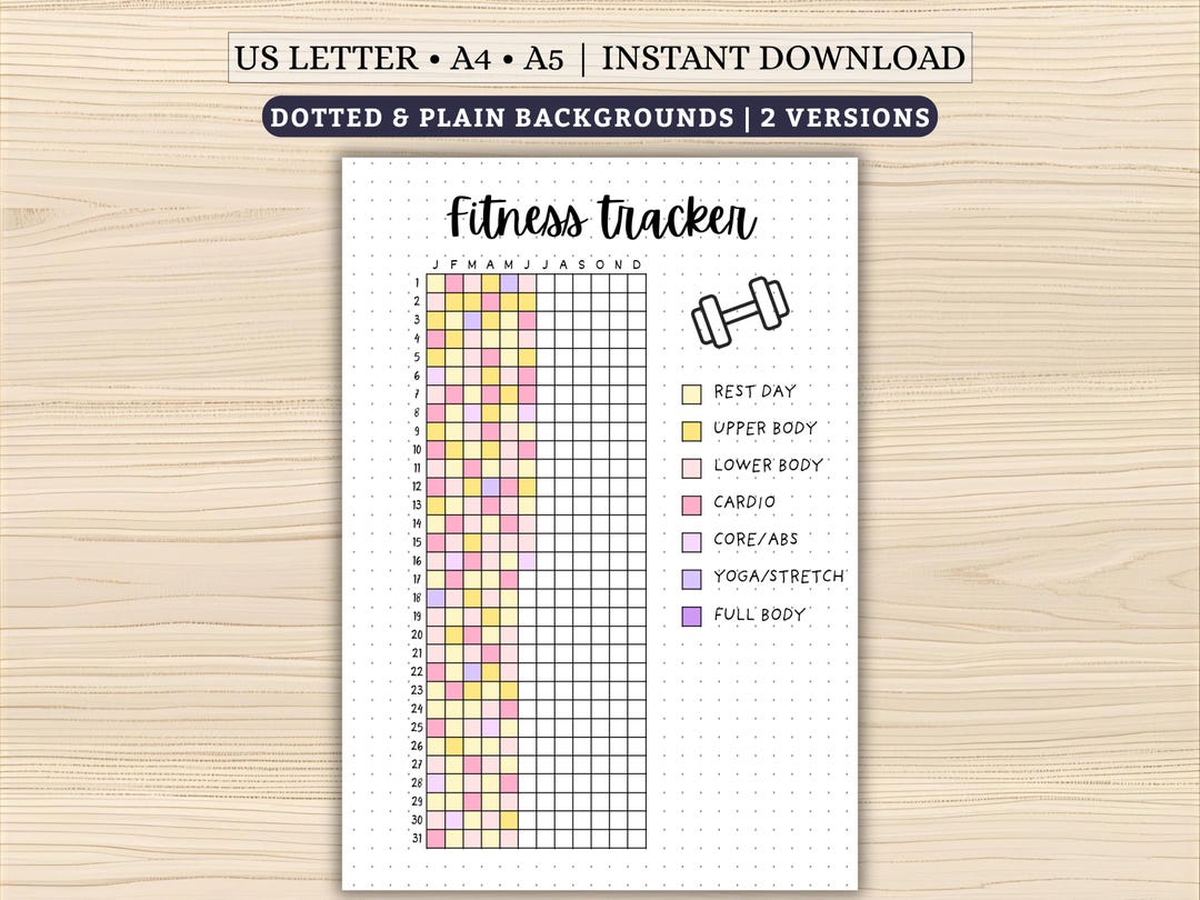 Year in Pixels Fitness Tracker Printable| Workout Log | Exercise ...