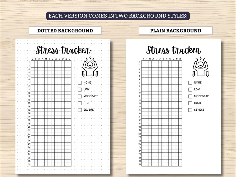 Stress Tracker Printable | Year in Pixels Stress Log | Daily Stress ...