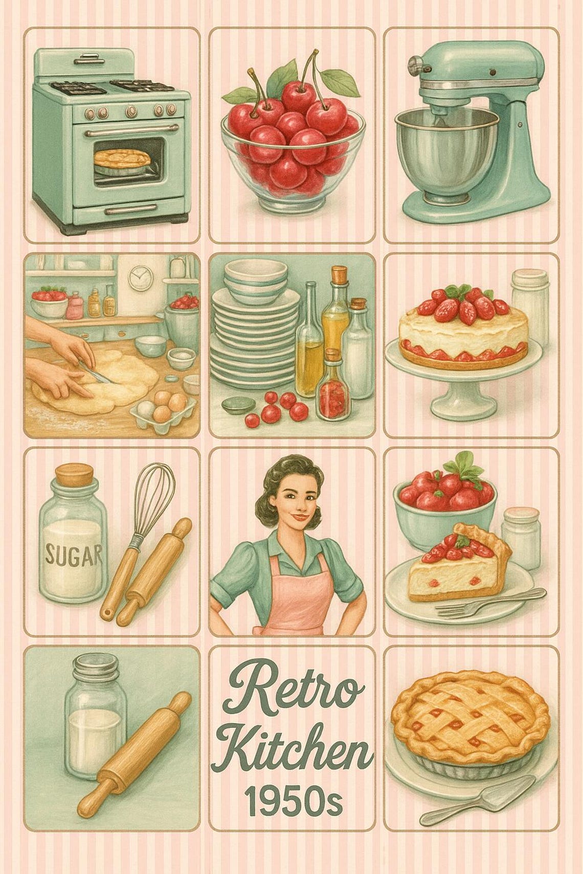 1950s Retro Kitchen Junk Journal Kit – Printable Vintage Ephemera ...