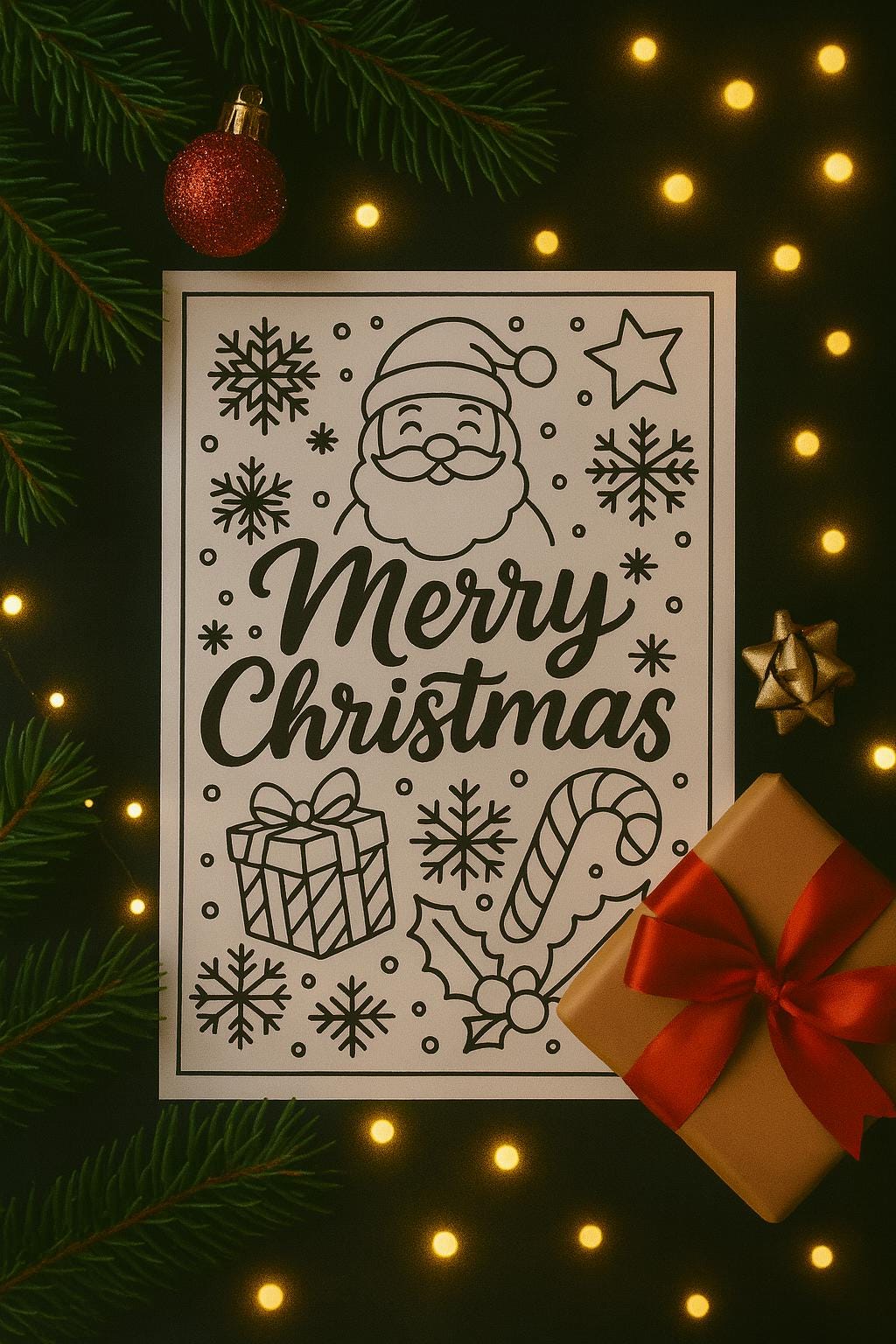 Christmas Coloring Page - Festive Holiday Activity (printable PDF) - Etsy