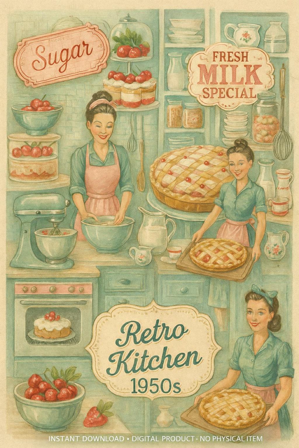 1950s Retro Kitchen Junk Journal Kit – Printable Vintage Ephemera ...